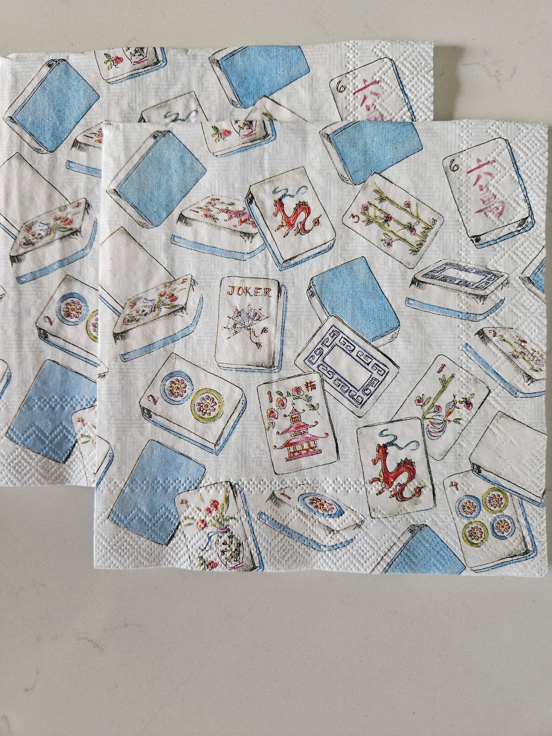 Mahjong Themed DECOUPAGE Napkin - Set of 2 Individual Napkins ...