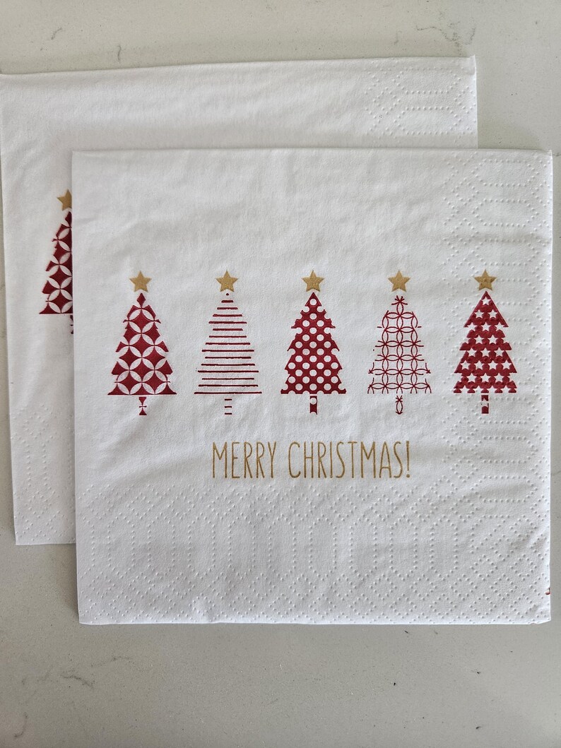 Red Christmas Tree Parade COCKTAIL SIZE Napkin for DECOUPAGE - Set of ...