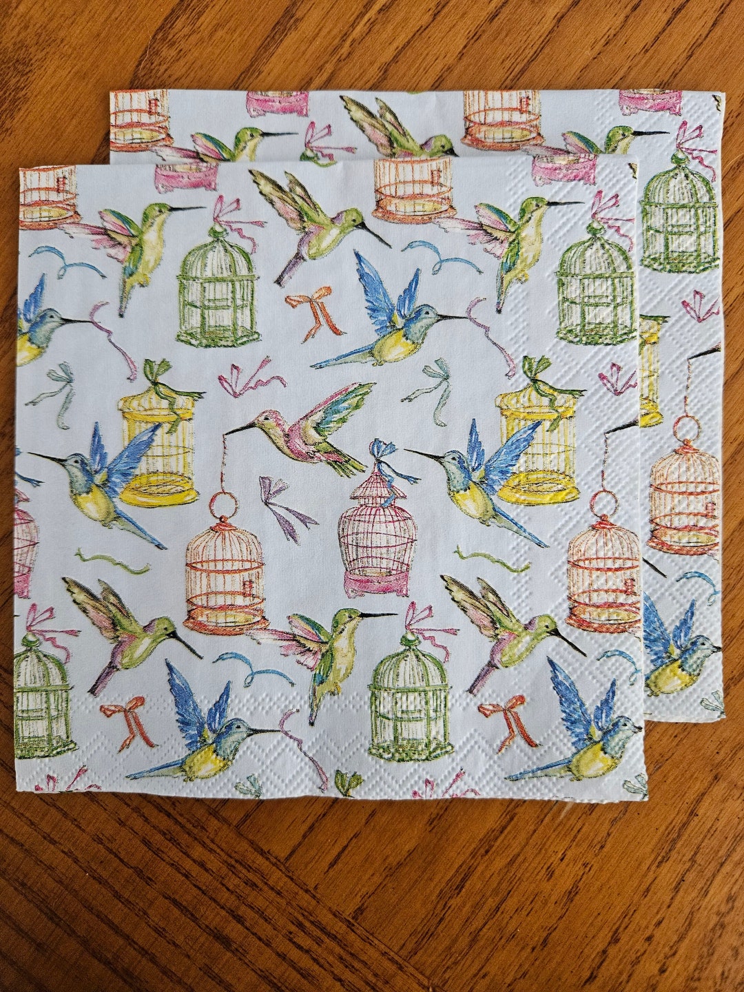 Birds and Cages DECOUPAGE Napkin - Set of 2 Individual Napkins ...