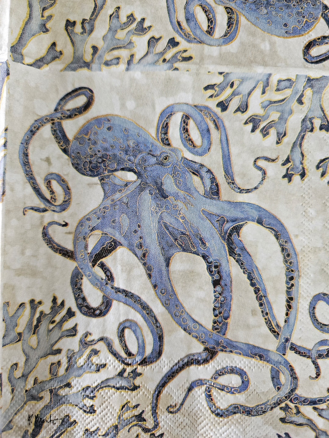Playa Octopus DECOUPAGE Napkin - Set of 2 Individual Napkins - COCKTAIL ...