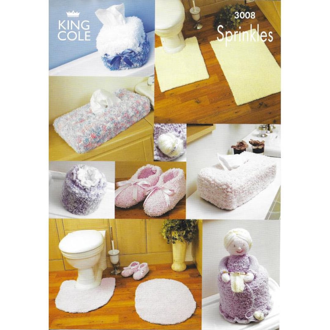 Knitting Pattern - Bathroom Set, Slippers, Tissue Box Cover........ Pdf ...