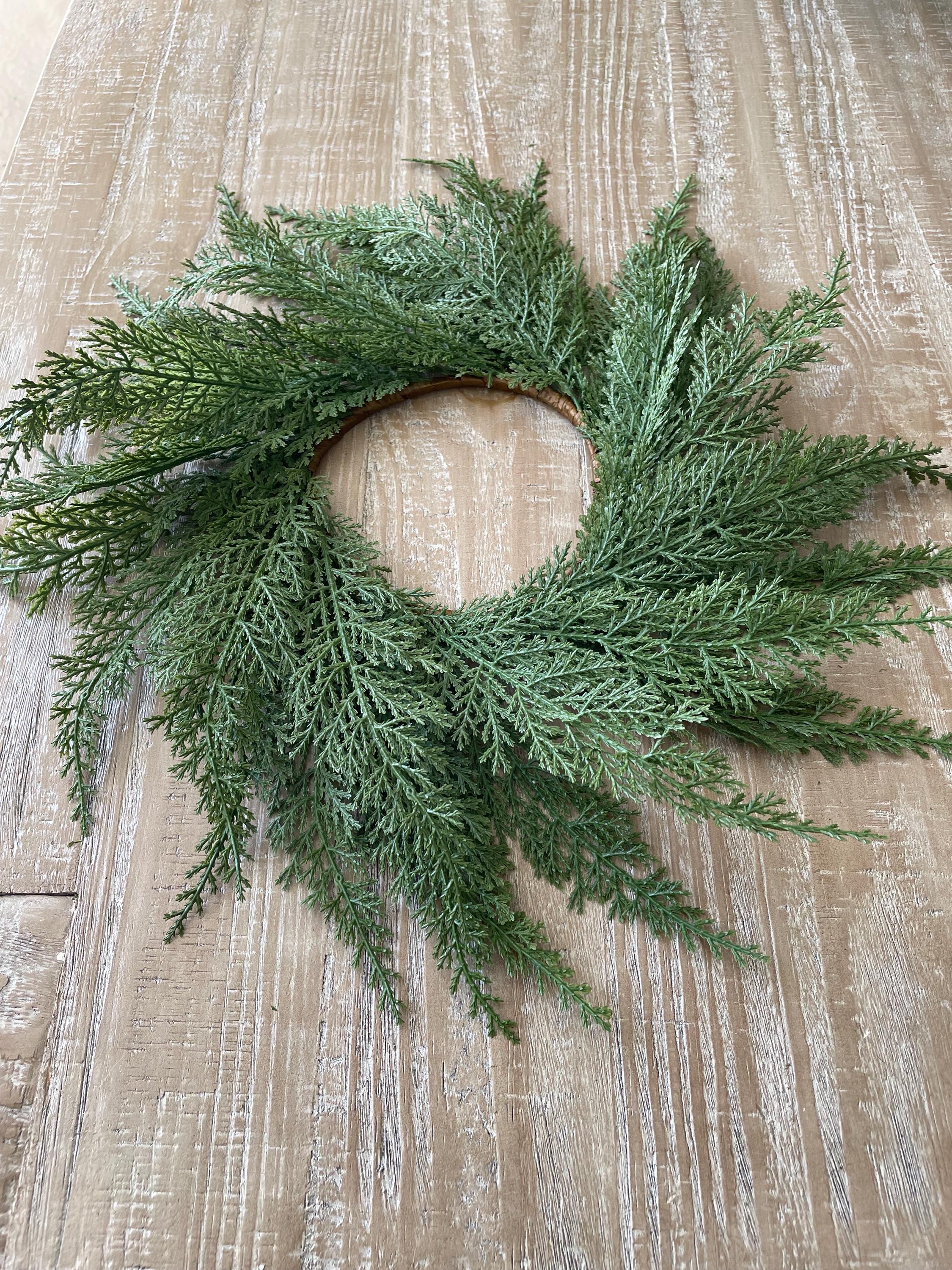 Real Touch 12" Cedar Mini Candle Wreath Winter Holiday Table Decor ...