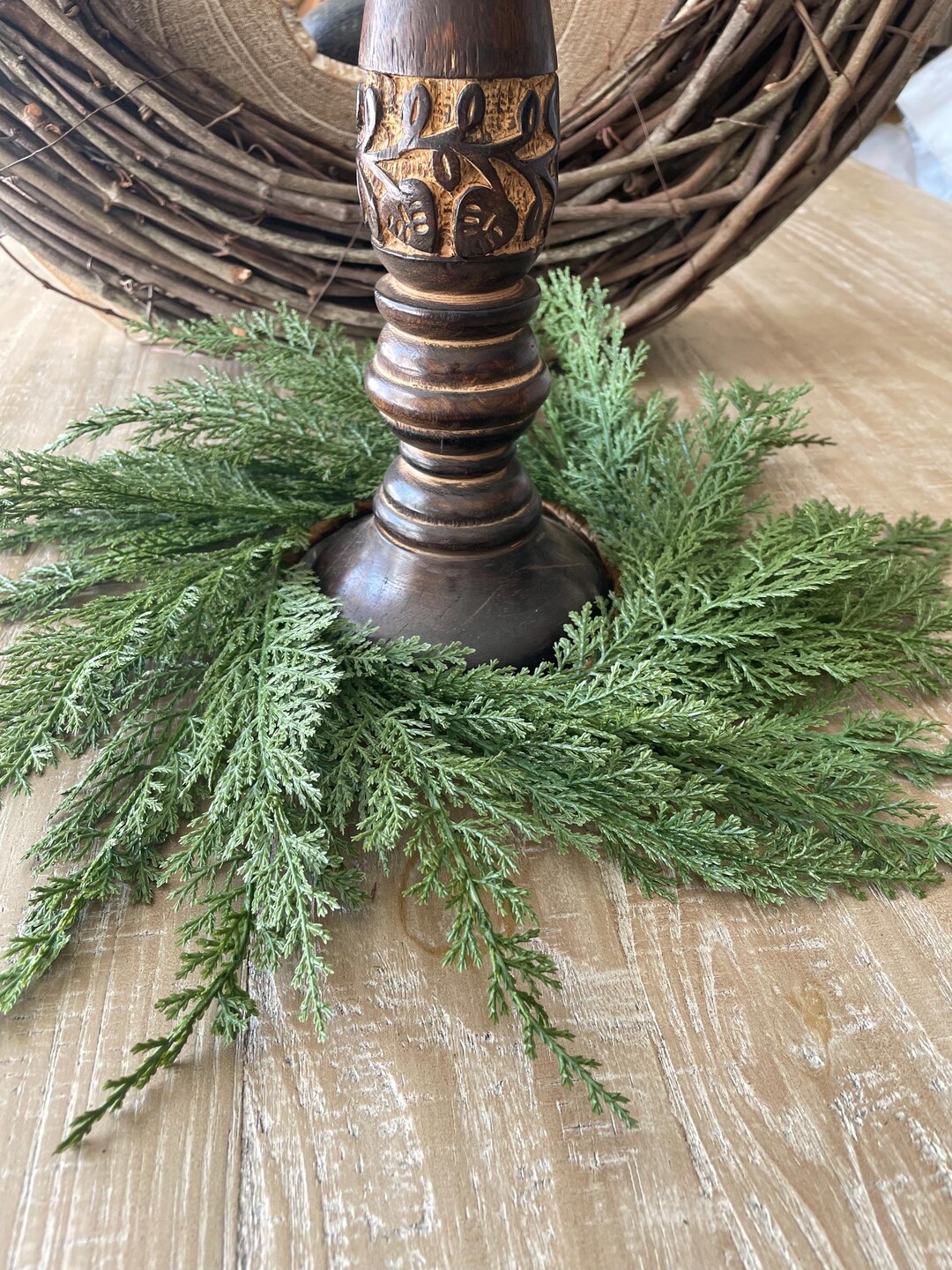 Real Touch 12" Cedar Mini Candle Wreath Winter Holiday Table Decor ...