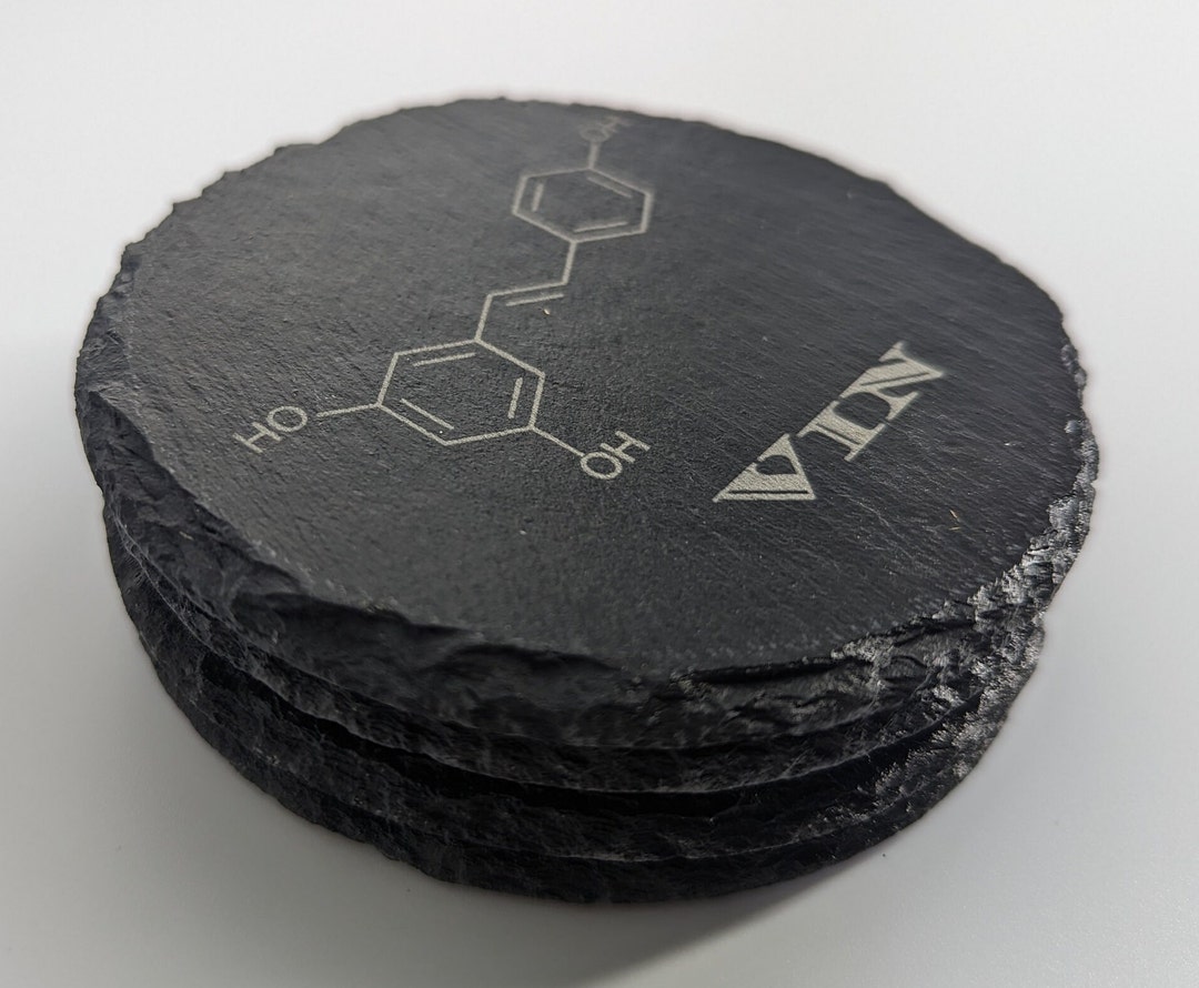 Vin Molecule Slate Coasters: Engraved Drink Coasters, Set of 4 or 6 - Etsy