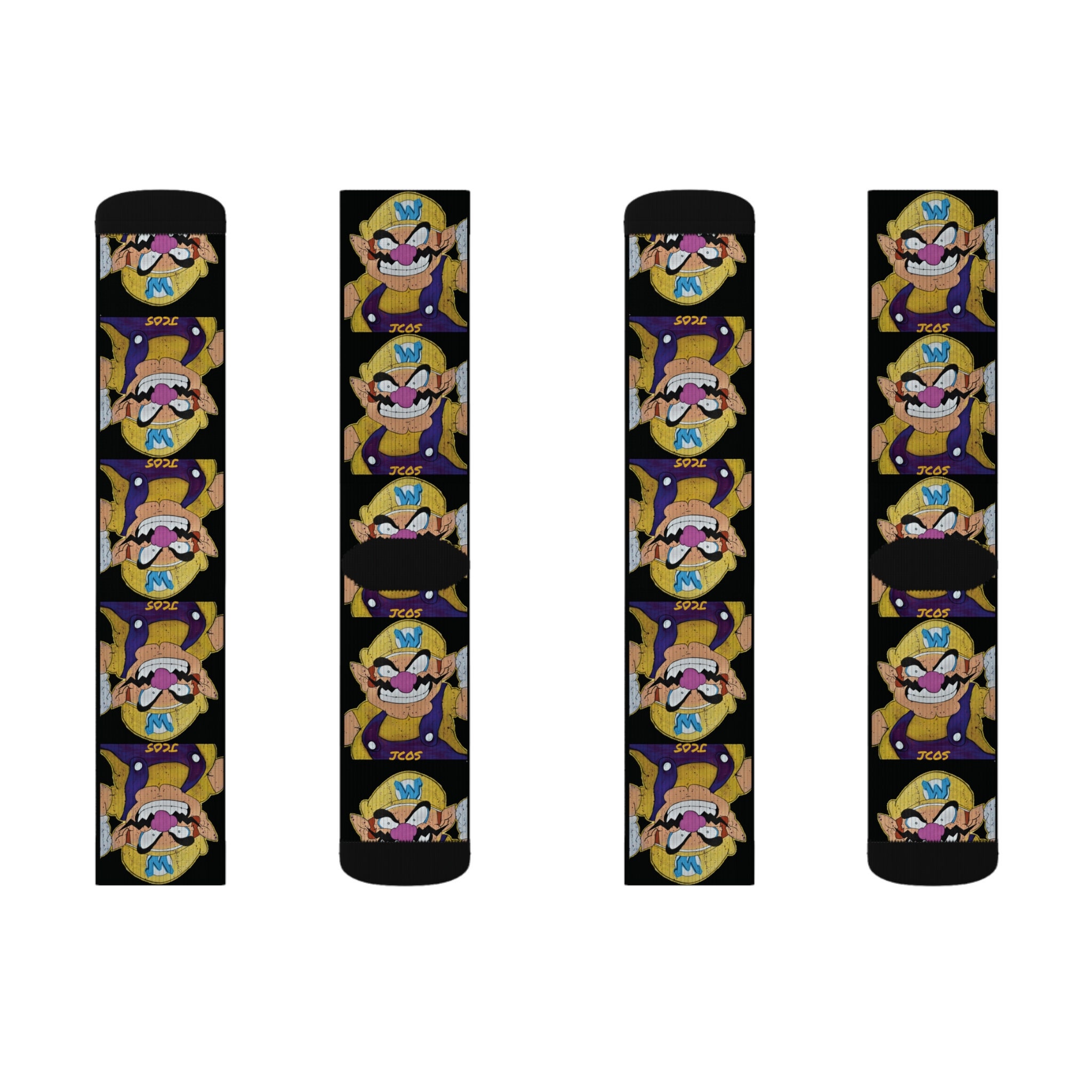 Wario Fan Art Spray Paint Artwork Black Sublimation Socks Kids Adults ...