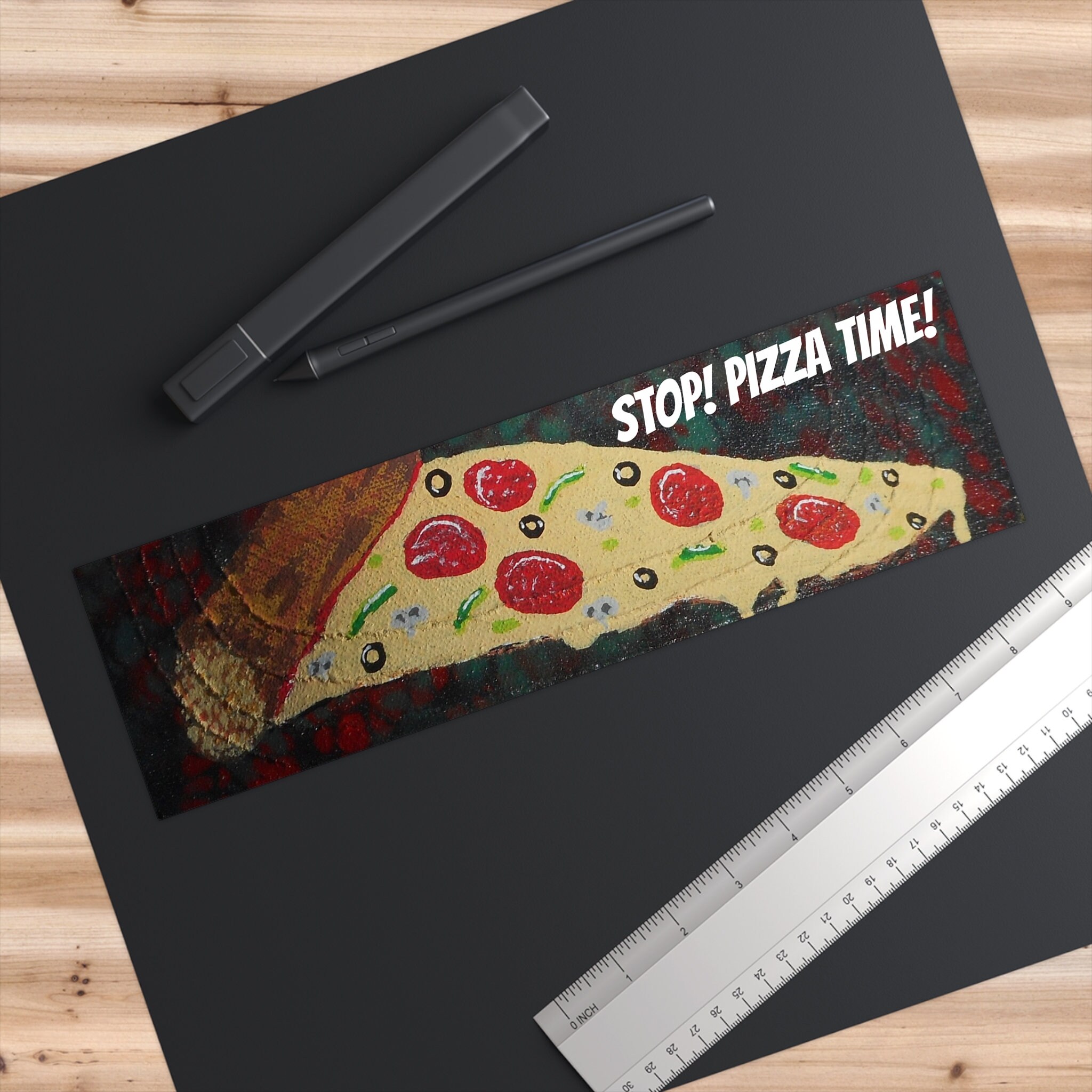 Funny Pizza Art Bumper Sticker 11x3 STOP PIZZA TIME Fridge Sticker Gag ...