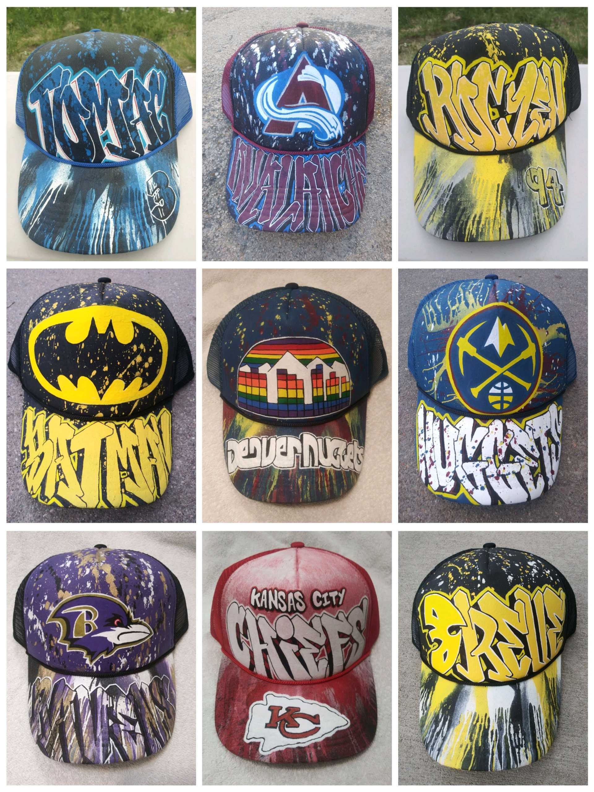 CUSTOM Artwork Canvas Boards Graffiti Trucker Hats Spray Paint Art Oil ...