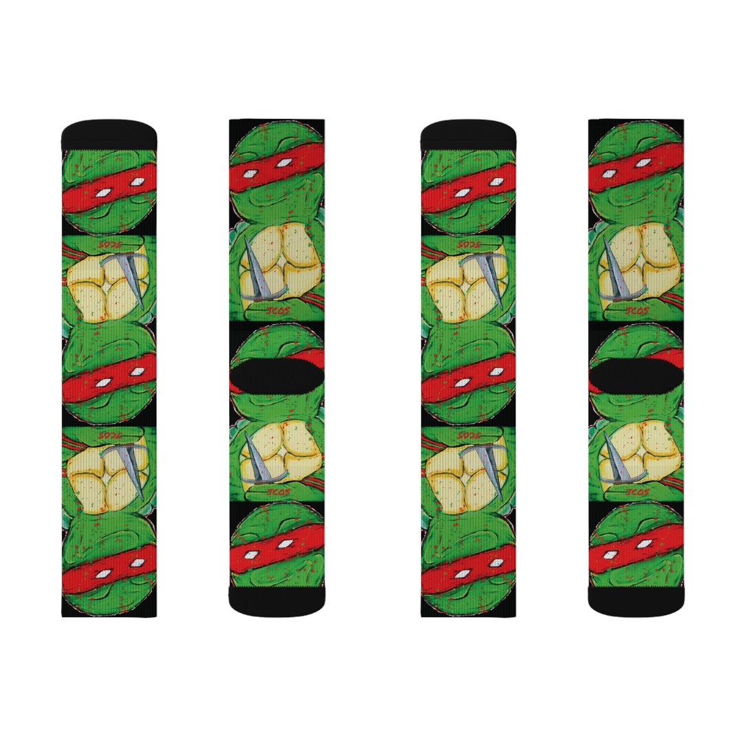 Ninja Turtle Fan Art Spray Paint Artwork Black Sublimation Socks Kids ...