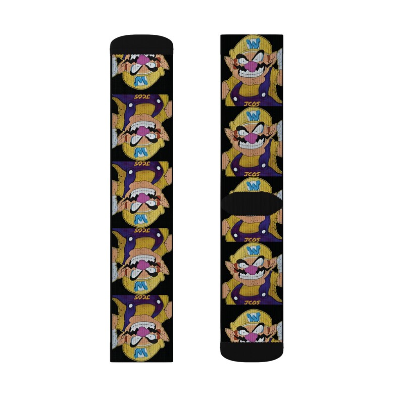 Wario Fan Art Spray Paint Artwork Black Sublimation Socks Kids Adults ...