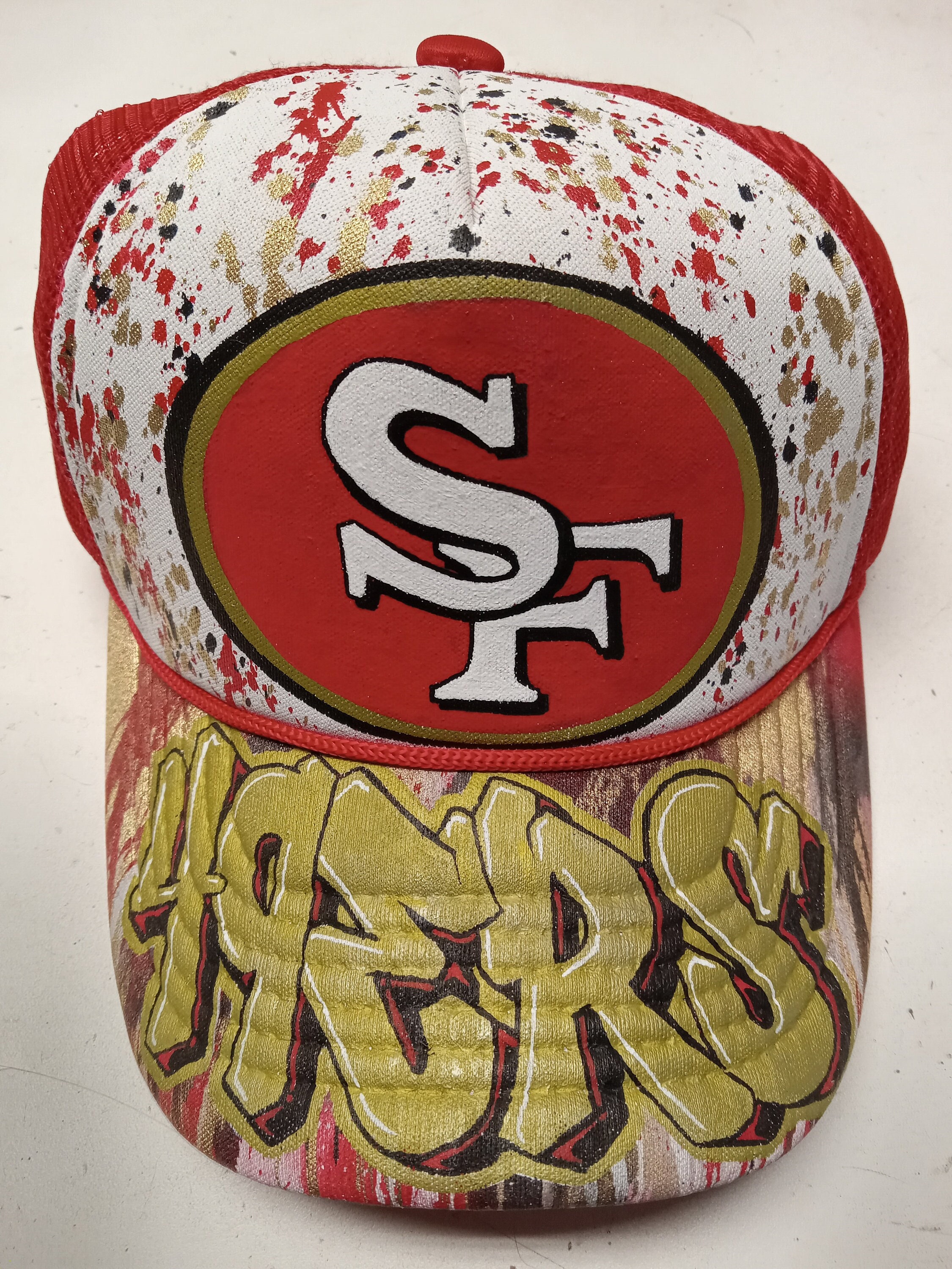 San Francisco 49ers Graffiti Hat Red Trucker Cap Spray Paint Art One of ...