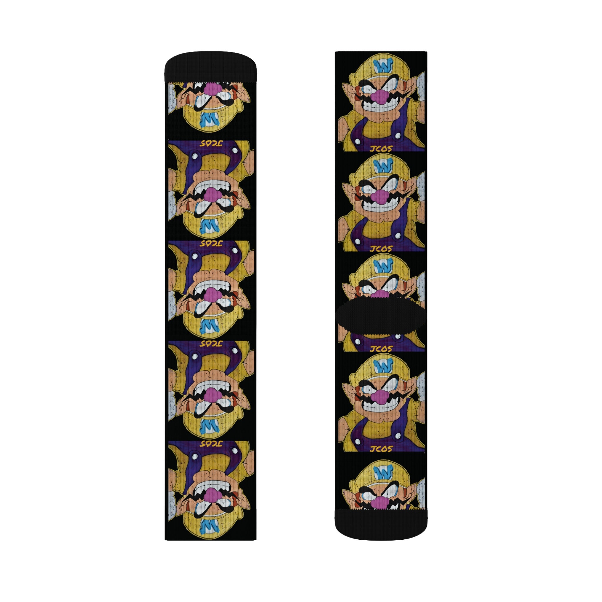 Wario Fan Art Spray Paint Artwork Black Sublimation Socks Kids Adults ...