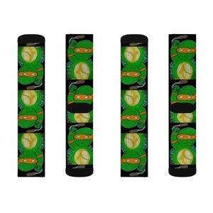Ninja Turtle Fan Art Spray Paint Artwork Black Sublimation Socks Kids ...