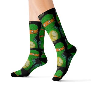 Ninja Turtle Fan Art Spray Paint Artwork Black Sublimation Socks Kids ...