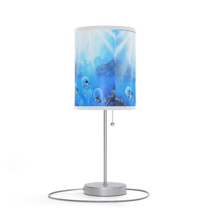 Jelly Fish Spray Paint Artwork Ocean Aquatic Beach Theme Lamp on a ...