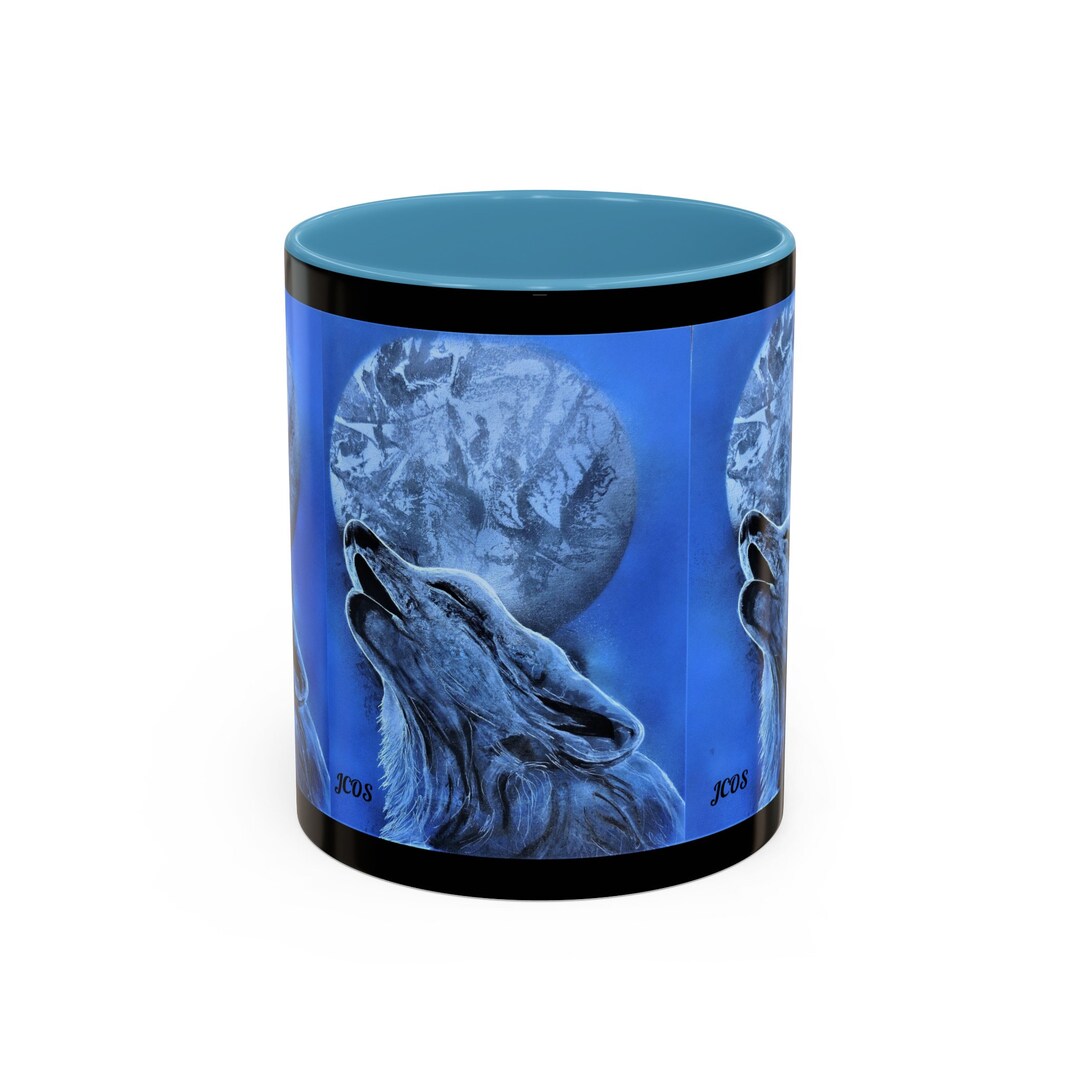 Wolf Accent Coffee Mug 11/15oz Spray Paint Artwork of My Lone Wolf Art ...