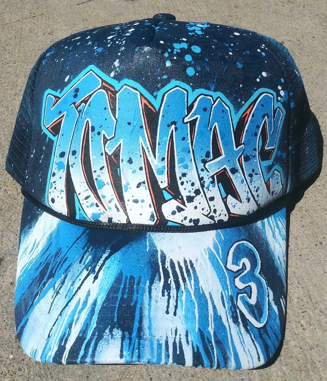 Eli Tomac Hand Painted Hat Graffiti Trucker Style Cap ET3 Spray Paint ...