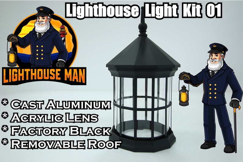 Lighthouse Top Assembly Factory Black Cast Aluminum Lighthouse Top for Your Yard or Garden ...