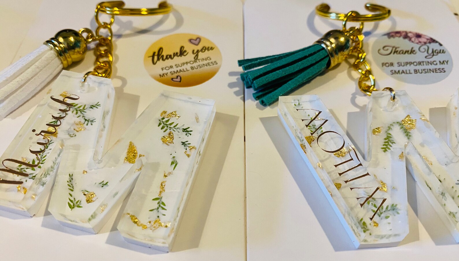 NATURE INITIAL Keychain-custom Resin Keychain-nature Inspired - Etsy