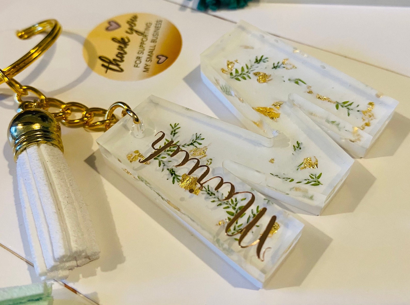 NATURE INITIAL Keychain-custom Resin Keychain-nature Inspired - Etsy