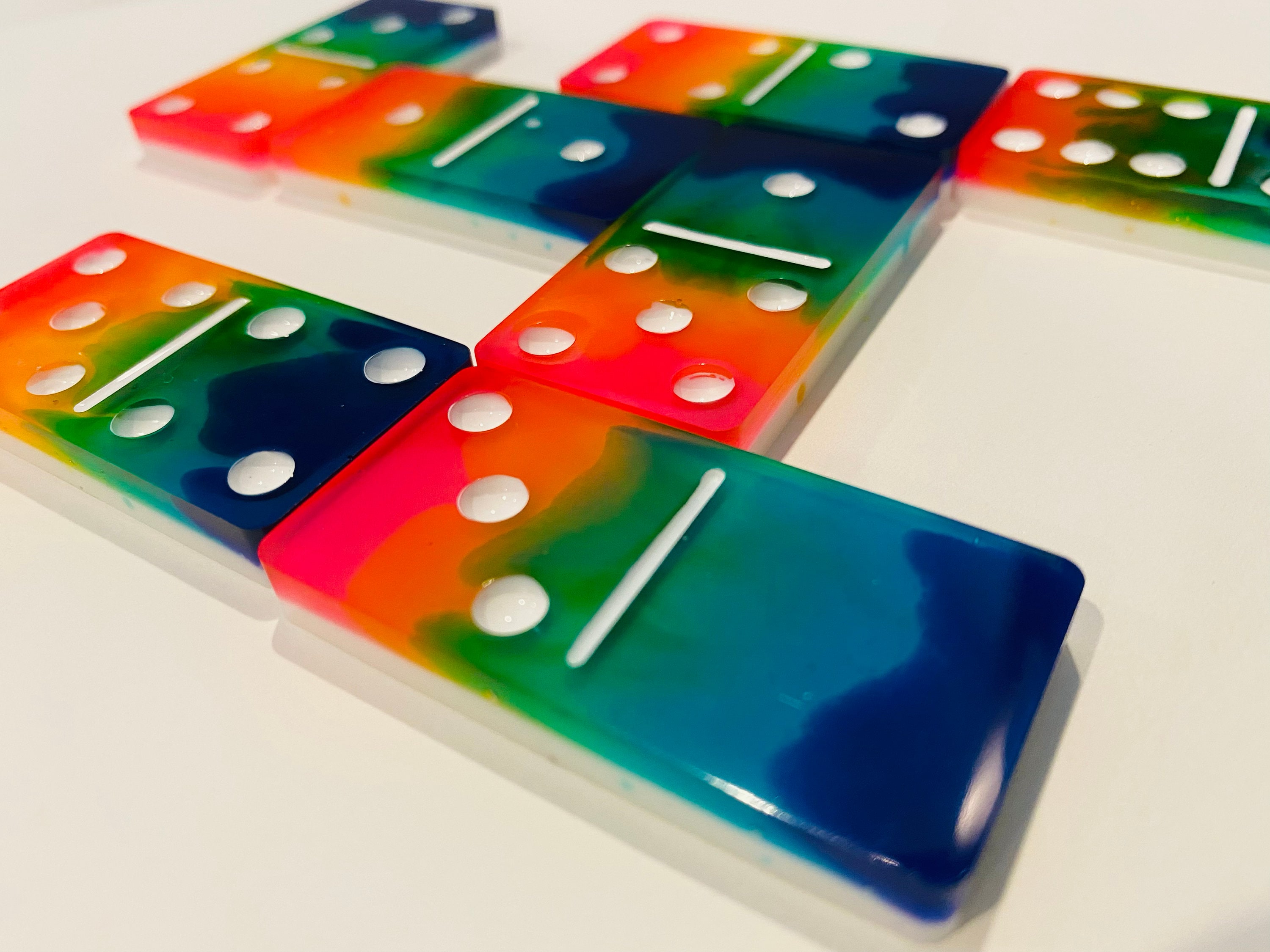RAINBOW DOMINOS Custom Resin Domino Set - Etsy