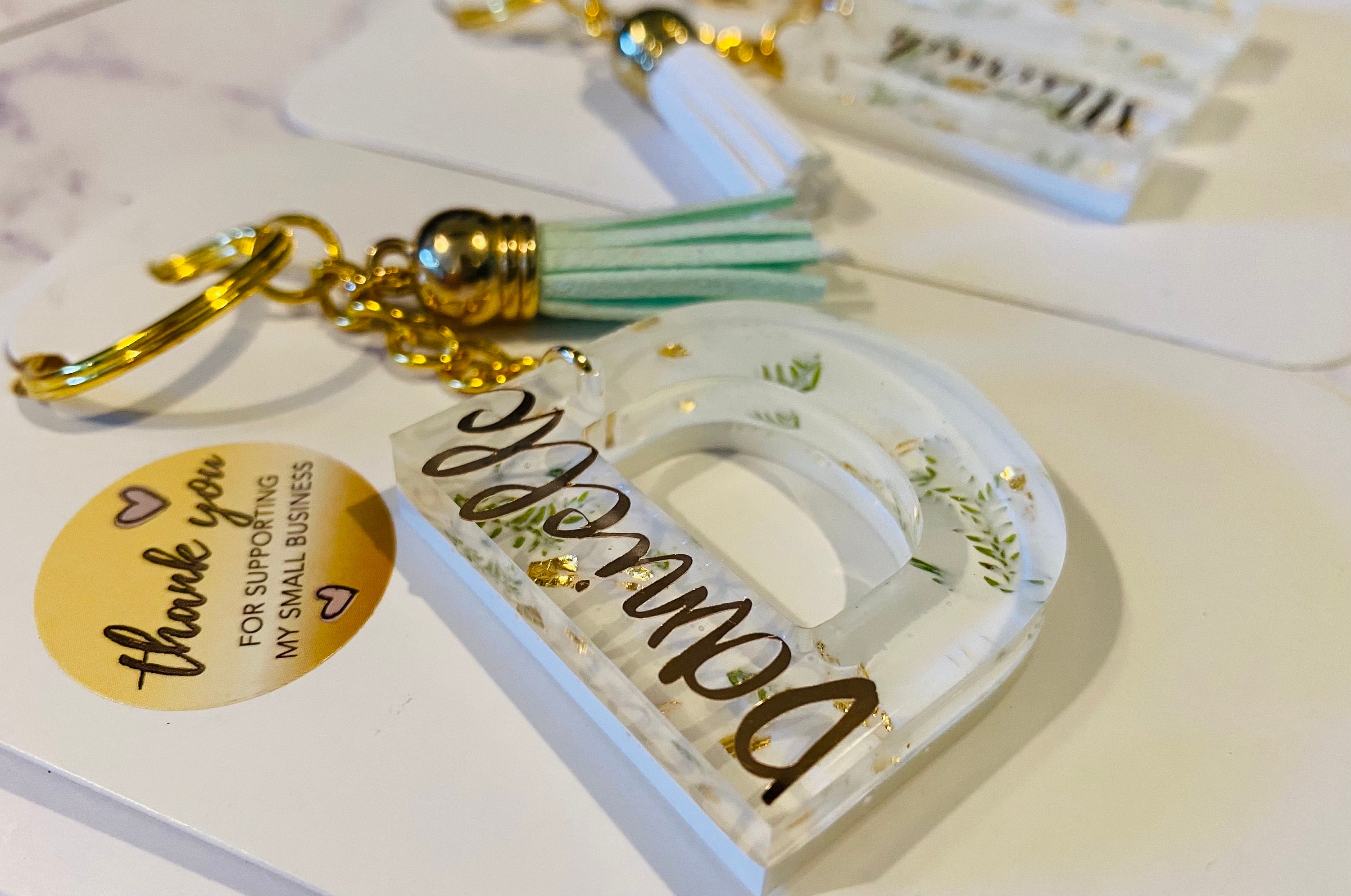 NATURE INITIAL Keychain-custom Resin Keychain-nature Inspired - Etsy