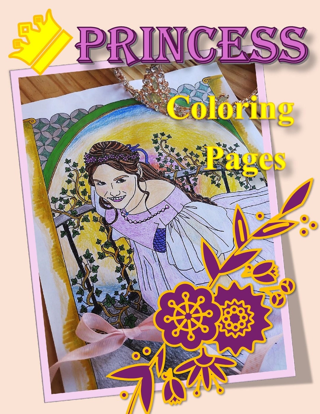 3 Princess Coloring Pages | Hand-drawn | Cute & Unique - Etsy