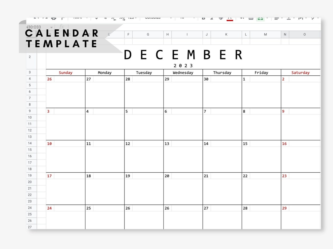 Customizable Calendar Template || Editable Excel/google Sheets/numbers ...