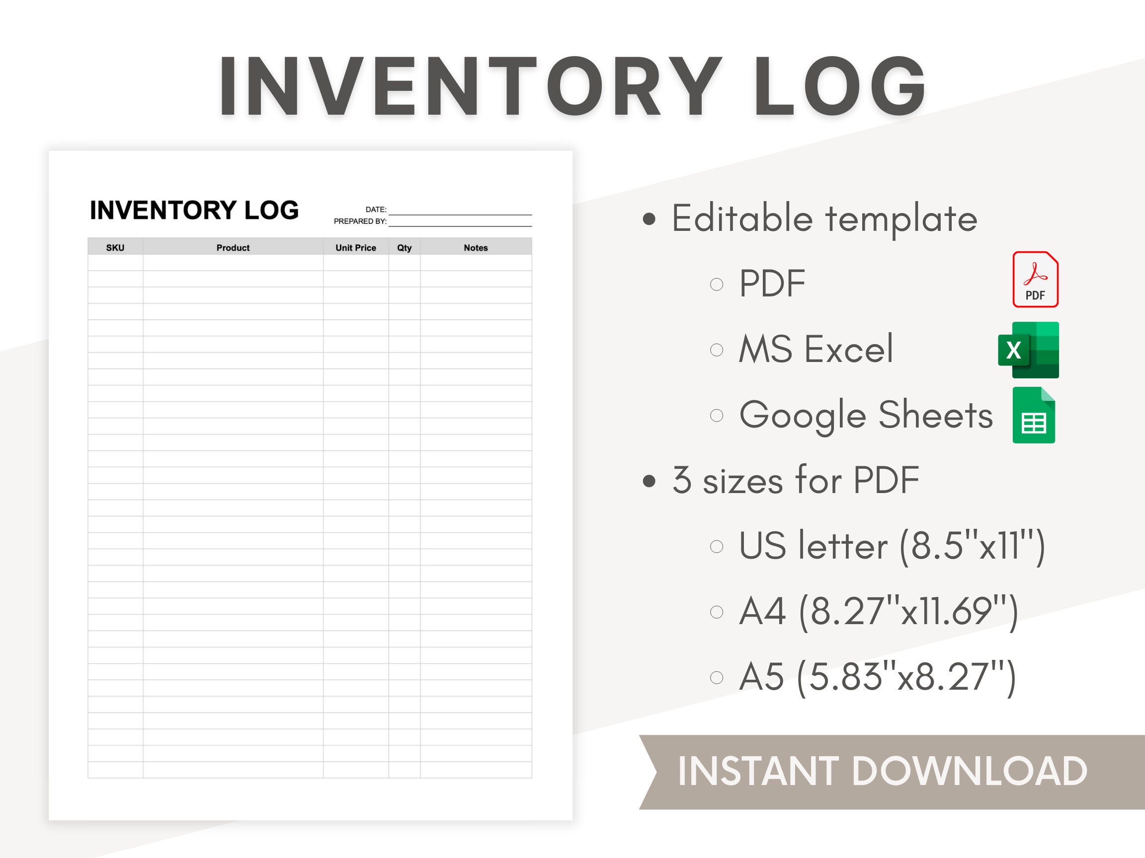 Inventory Sheet Excel Template