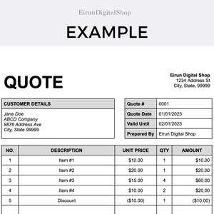 Job Quote/proposal Template || Editable Pdf/word/googledocs/pages ...