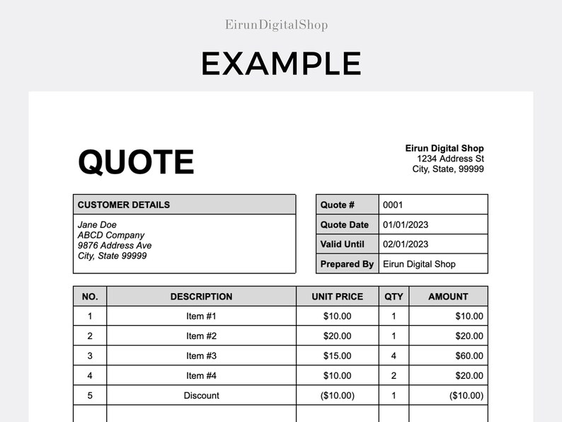 Job Quote/proposal Template || Editable Pdf/word/googledocs/pages ...