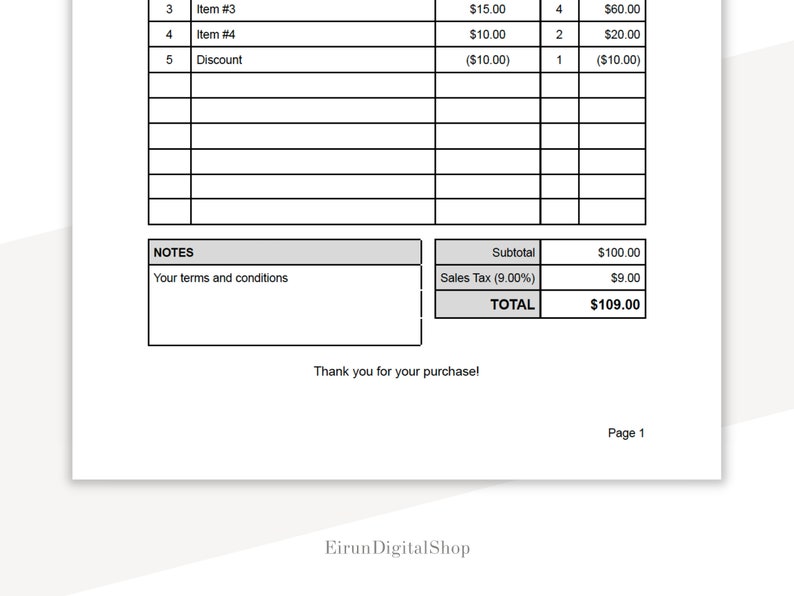 Invoice Template || Editable PDF/ Word/ Google Docs/ Google Sheets ...