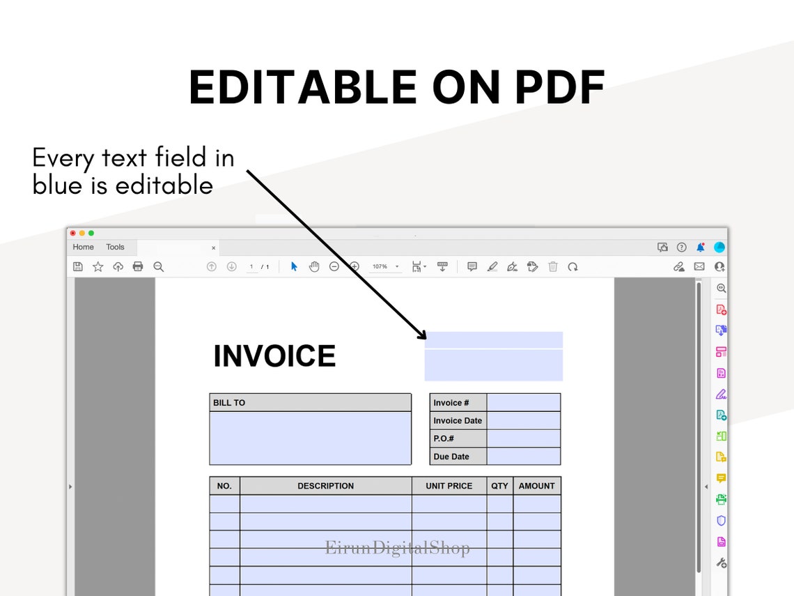 Invoice Template || Editable PDF/ Word/ Google Docs/ Google Sheets Template, Customizable ...