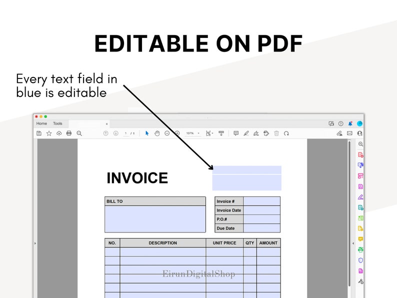 Invoice Template || Editable PDF/ Word/ Google Docs/ Google Sheets ...