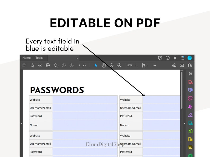 Password Tracker || Editable Pdf/google Sheets/excel Template ...