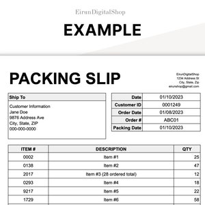 Packing Slip Template || Editable PDF/ Word/ Googledocs/ Googlesheets ...