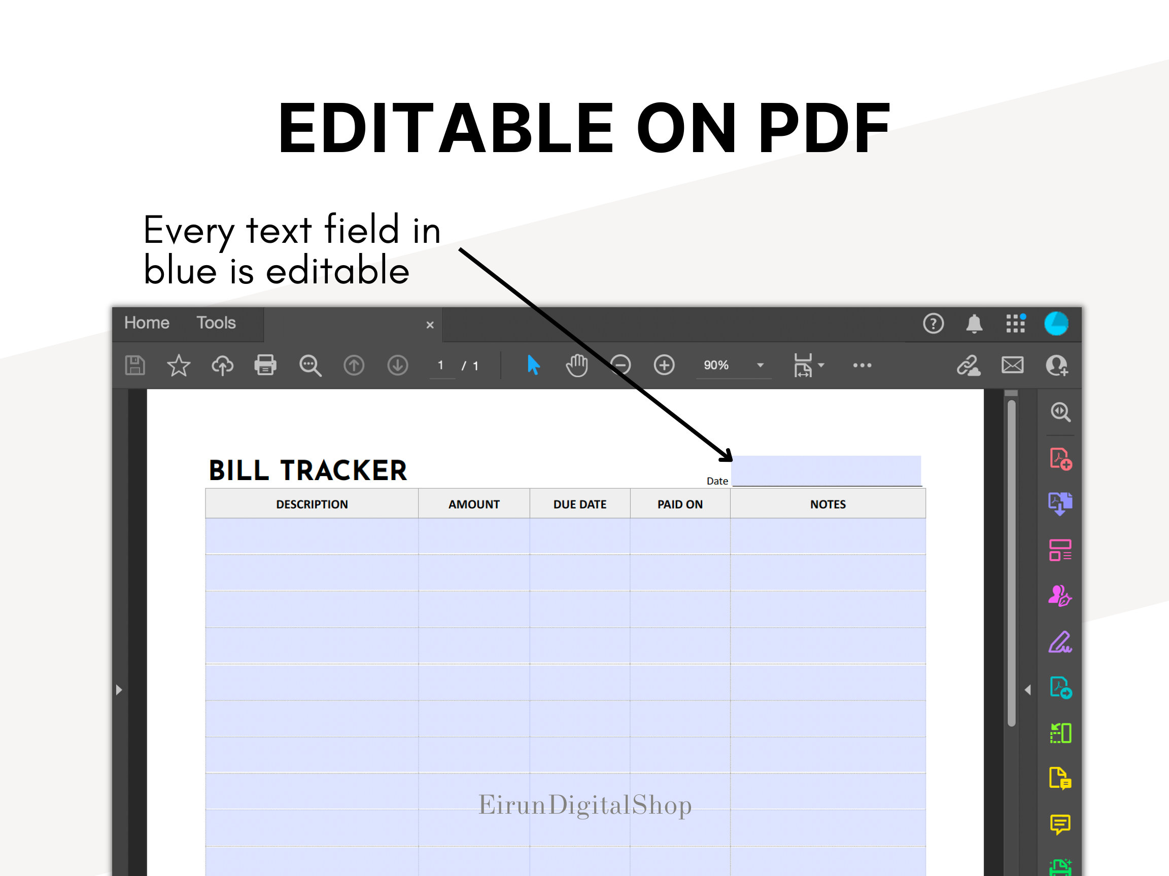 Bill Tracker || Editable Pdf/google Sheets/excel Template, Customizable ...