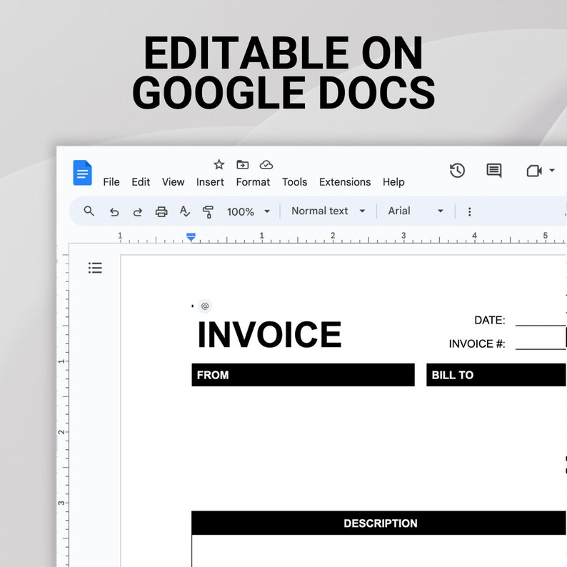 Editable Invoice Template | Printable Business Invoice | PDF, Word, Excel, Google Docs & Sheets ...