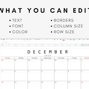 Customizable Calendar Template || Editable Excel/google Sheets/numbers ...