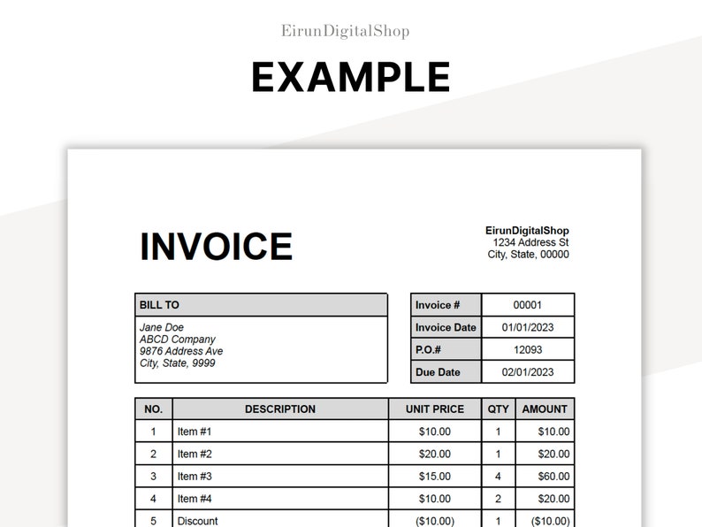 Invoice Template || Editable PDF/ Word/ Google Docs/ Google Sheets ...