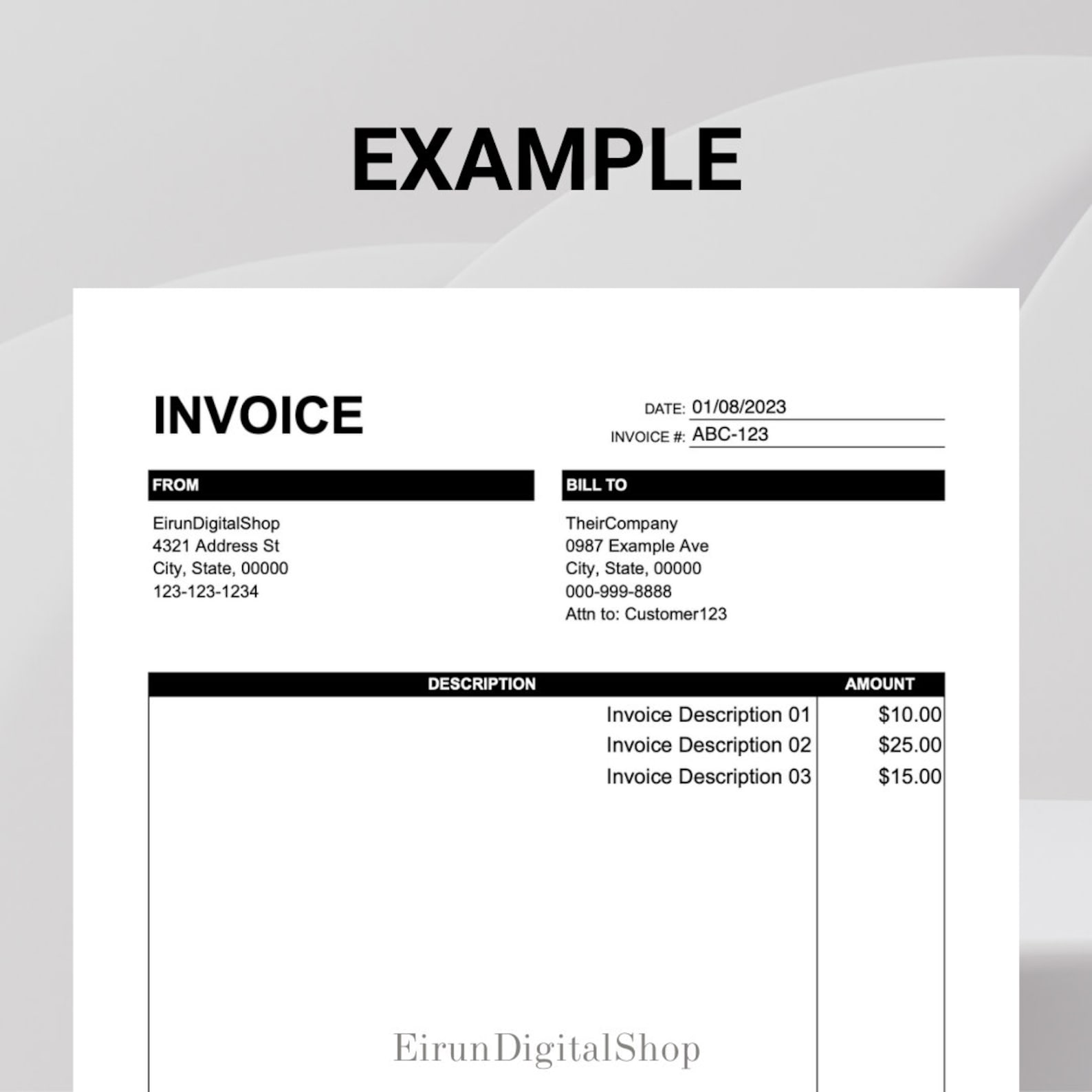 Editable Invoice Template | Printable Business Invoice | PDF, Word ...