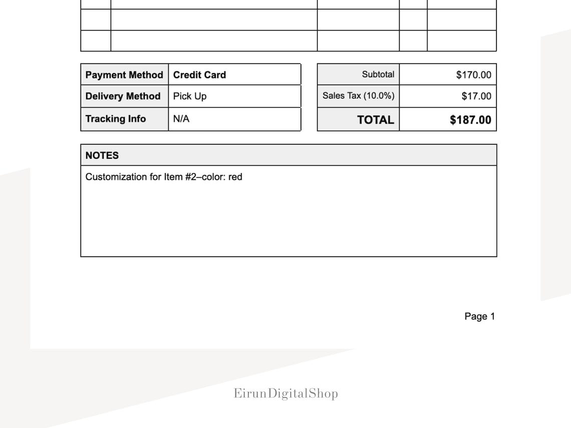 Order Form Template || Editable Pdf/word/excel/google Docs/google ...