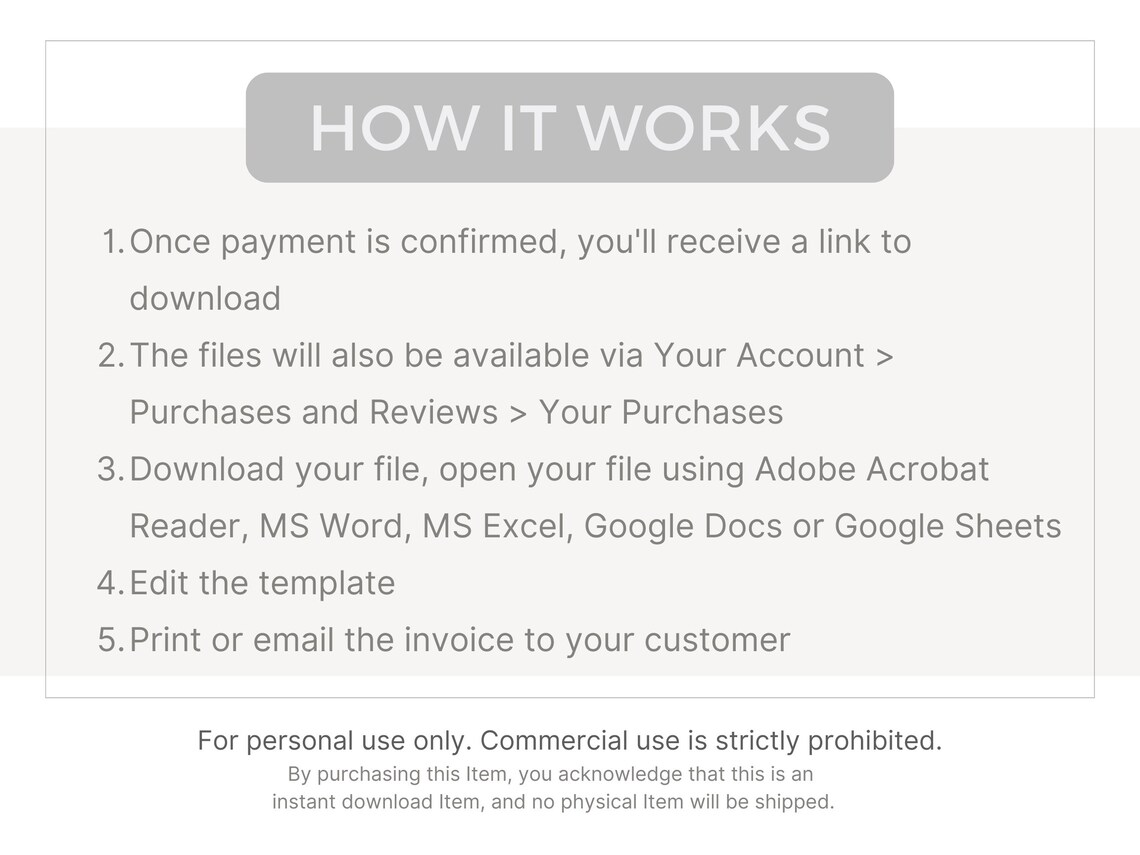Order Form Template || Editable Pdf/word/excel/google Docs/google ...