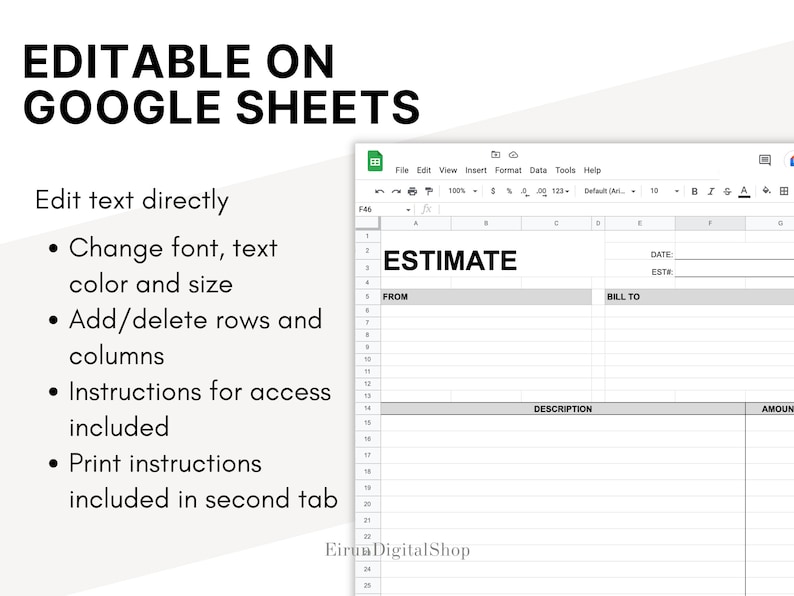 Job Estimate Template | Contractor, Construction & Handyman Quote ...