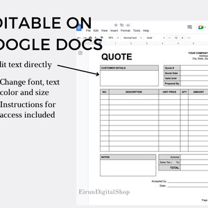 Job Quote/proposal Template || Editable Pdf/word/googledocs/pages ...