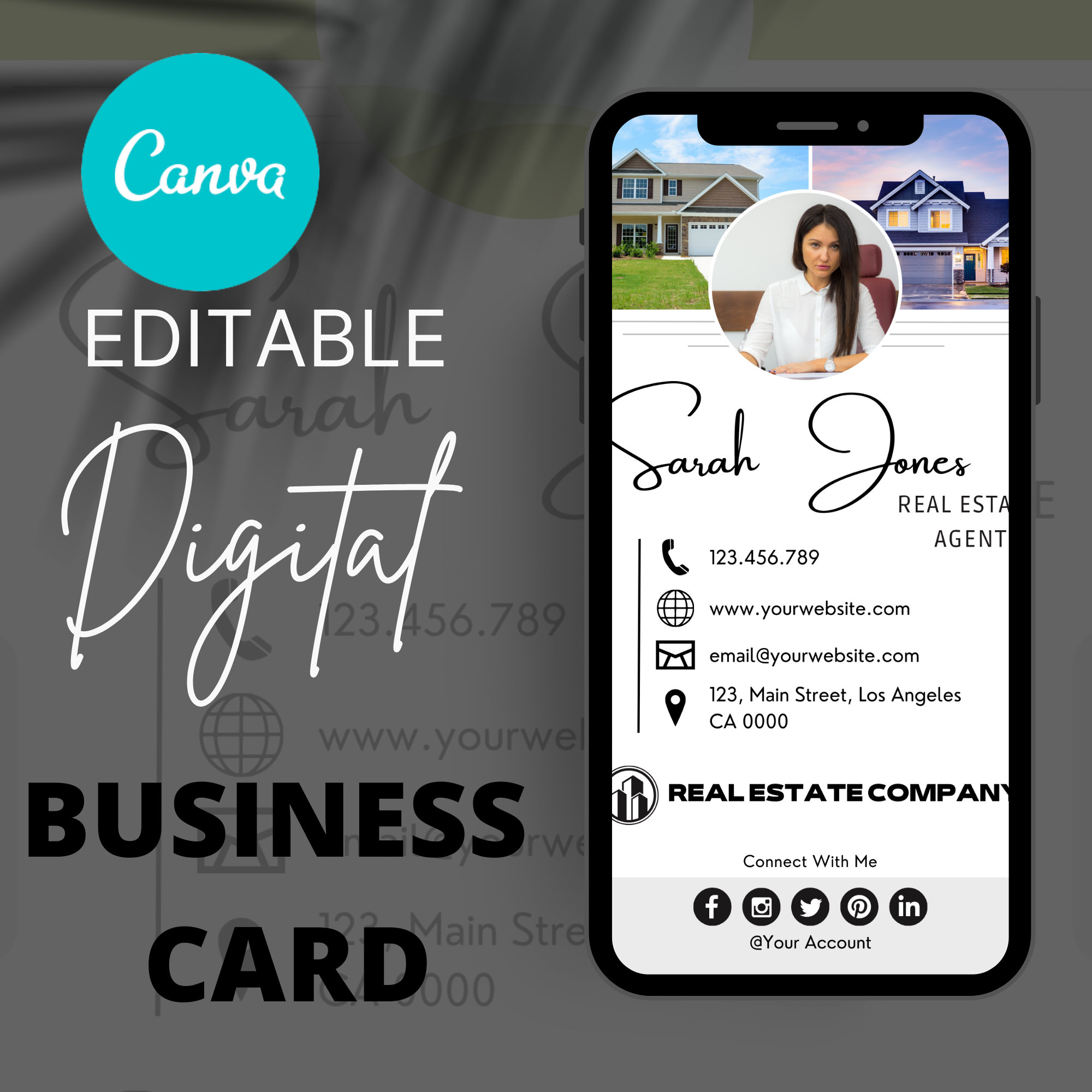 Digital Business Cards | Editable Canva Business Cards | Virtual ...