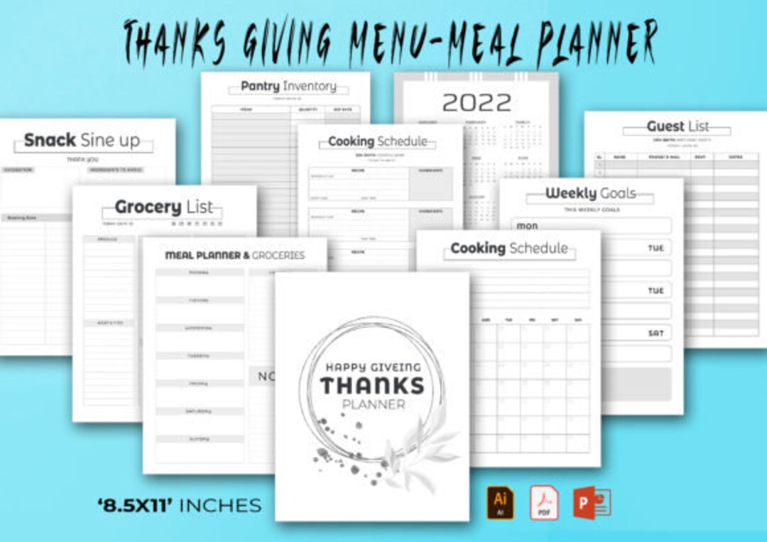 Editable Menu Planner | Monthly Meal Planner | Minimal Food Planner - Etsy