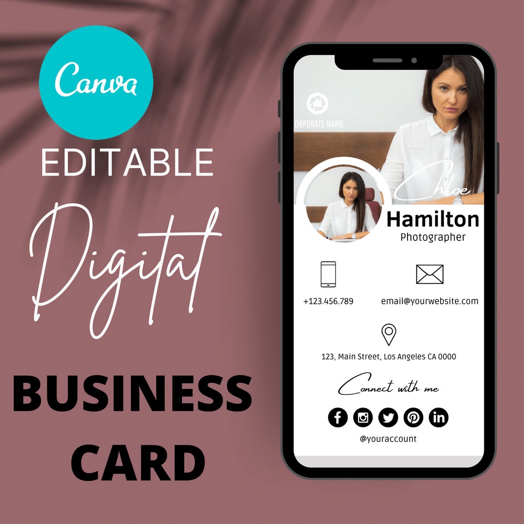 Digital Business Cards | Editable Canva Business Cards | Virtual ...
