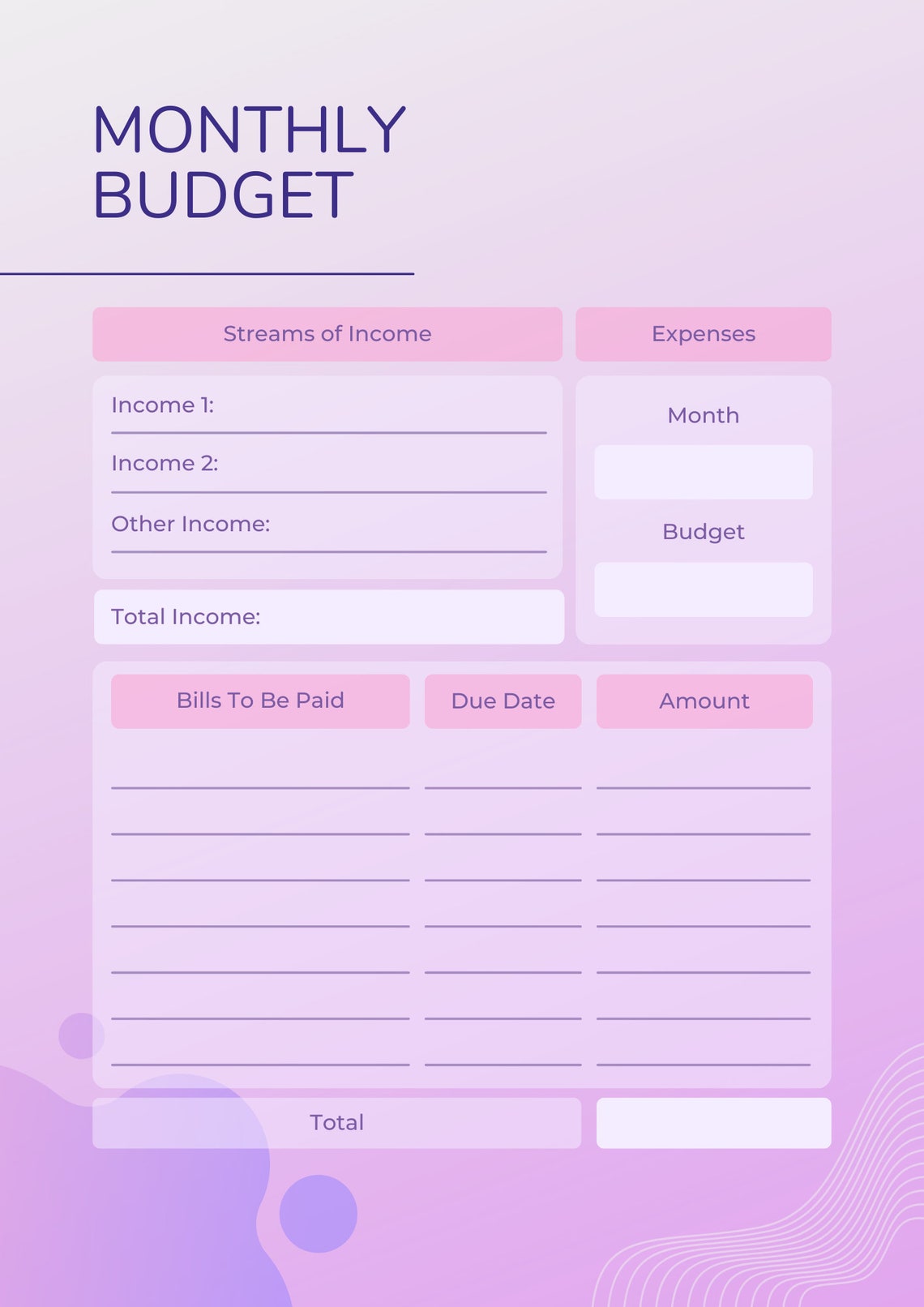 Printable Budget Template, Digital Paycheck Note, Budget Printable ...