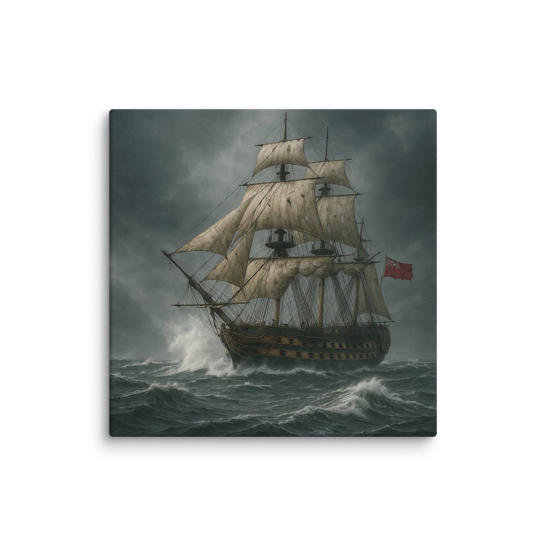 Historic Naval Canvas - 18th Century British Third Rate Vessel - Storm ...
