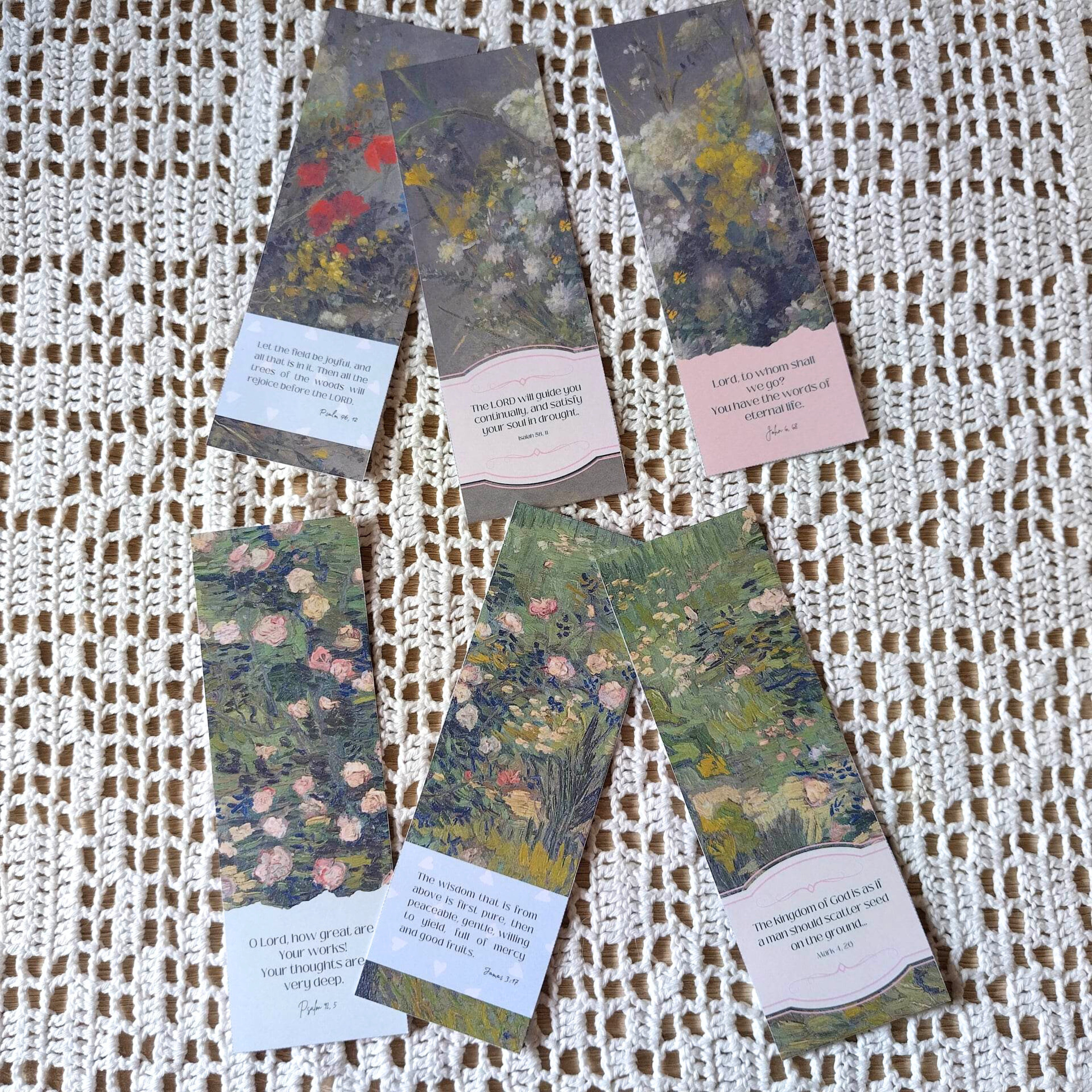 Printable Flower Paintings and Bible Verses on Bookmarks , Set of 6 ...